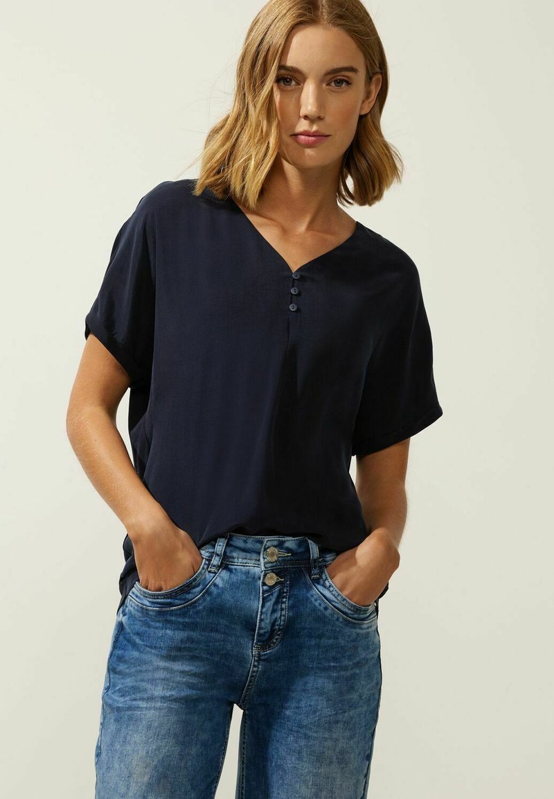 Street One IM MATERIALMIX - T-Shirt basic - blau/dunkelblau - Zalando.at