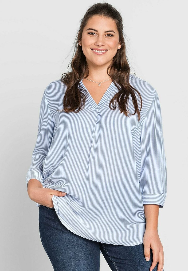 Sheego Tunika - hellblau weiß/hellblau - Zalando.at
