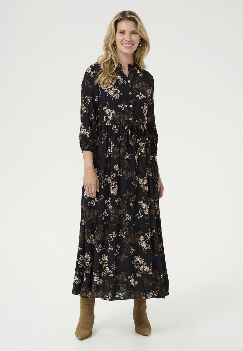 Cream ALORA - Maxikleid - black with autumn flowers/schwarz - Zalando.de