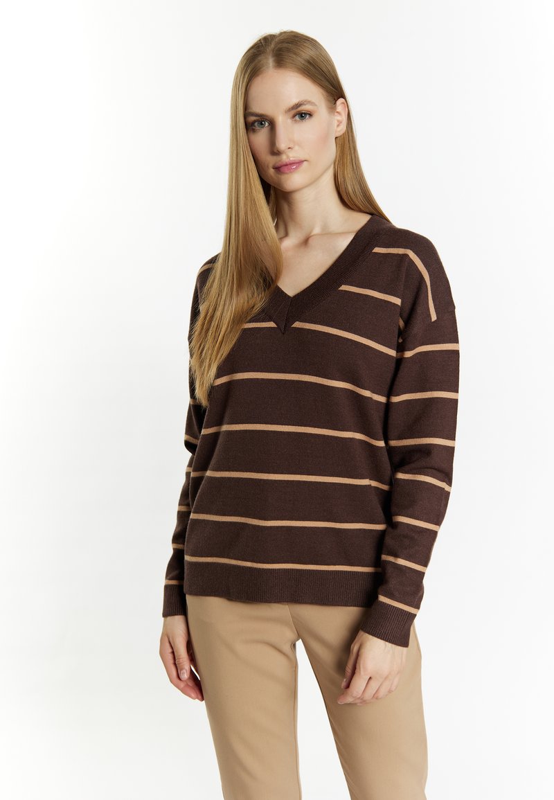 DreiMaster BARADELLO - Strickpullover - dunkelbraun sand/dunkelbraun ...