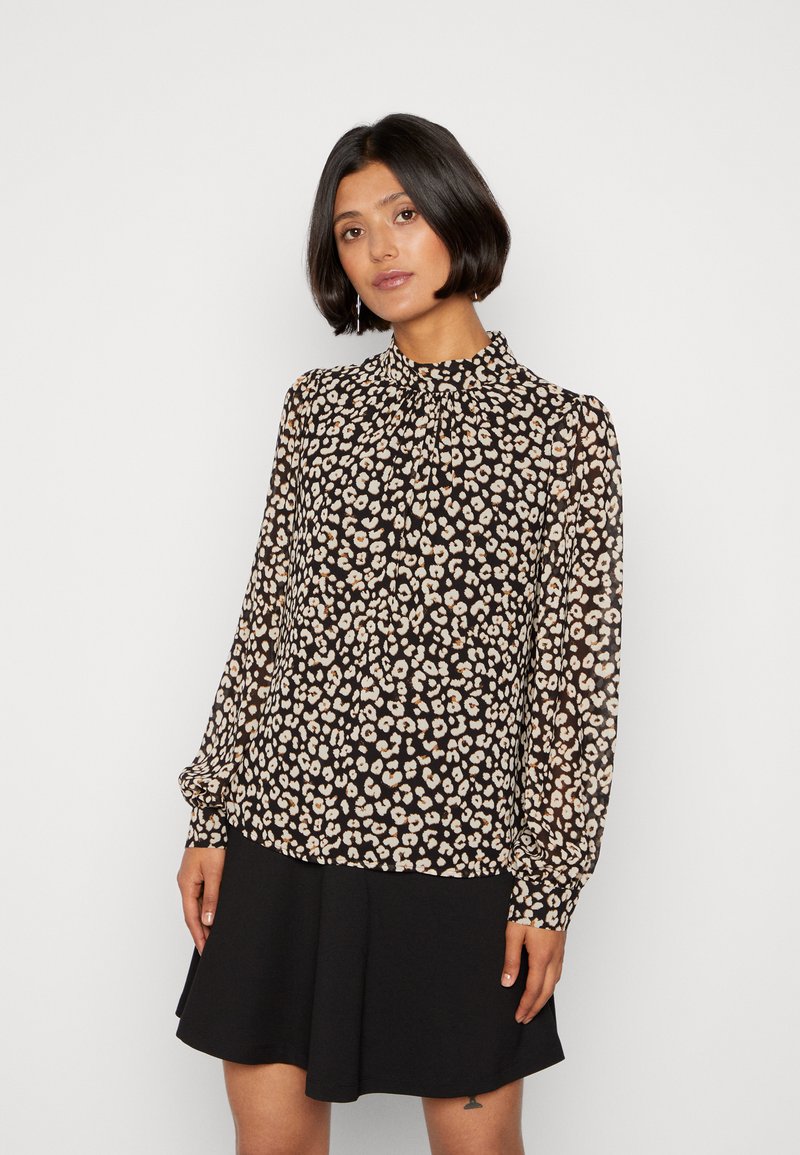 Object JMILA L/S HIGH NECK NOOS - Blouse - black/mottled black - Zalando.ie