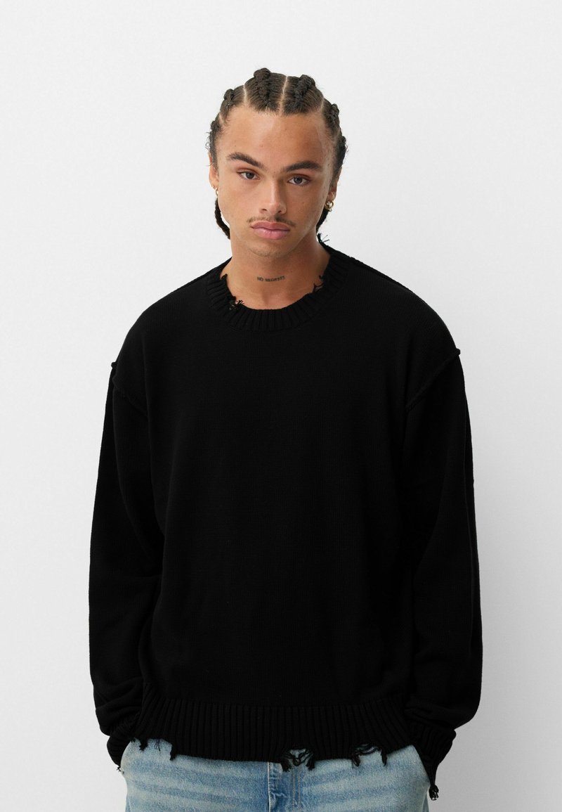 Bershka RIPPED - Neule - black/musta - Zalando.fi