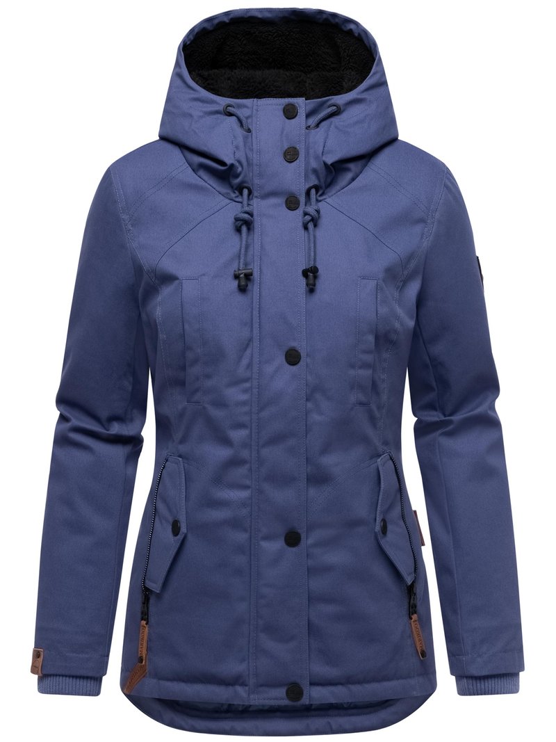 Marikoo Winter jacket - blue violet with black fur/mottled purple ...