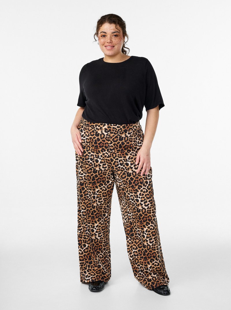 Zizzi Trousers - leopard aop/brown - Zalando.ie