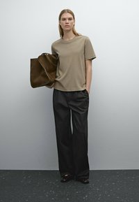 Massimo Dutti AUS PREMIUM - T-Shirt basic - mottled brown/braun meliert ...