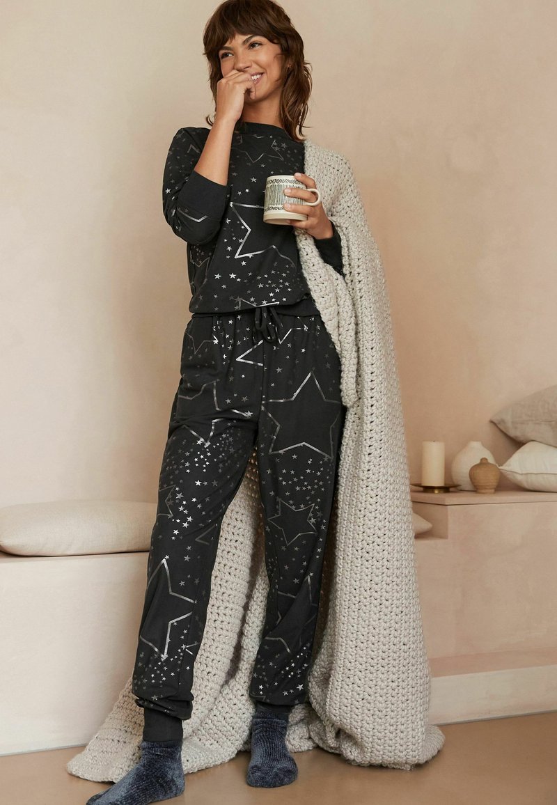 Next SUPERSOFT COSY SET - Nachtwäsche Set - charcoal star foil/grau ...