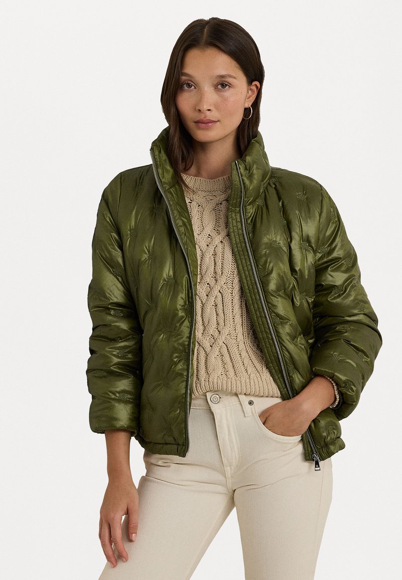 Lauren Ralph Lauren LOGO QUILTED FUNNELNECK DOWN - Down jacket - olive fern/olive - Zalando.ie