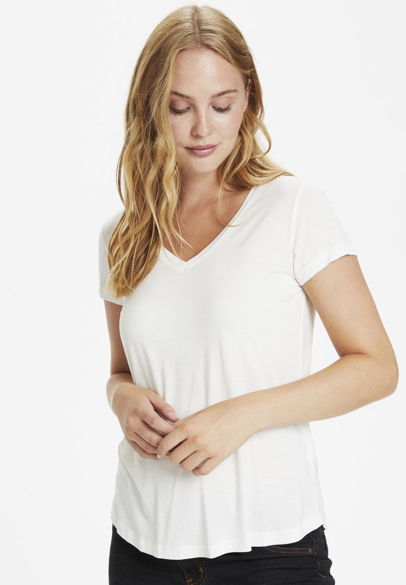 Culture POPPY V-NECK - T-Shirt basic - spring gardenia/offwhite ...