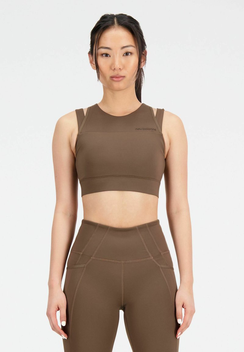 New Balance SHAPE SHIELD CROP - Medium support sports bra - dark ...