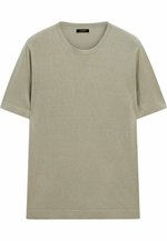 Massimo Dutti SHORT SLEEVE CREW NECK - T-Shirt basic - khaki - Zalando.de