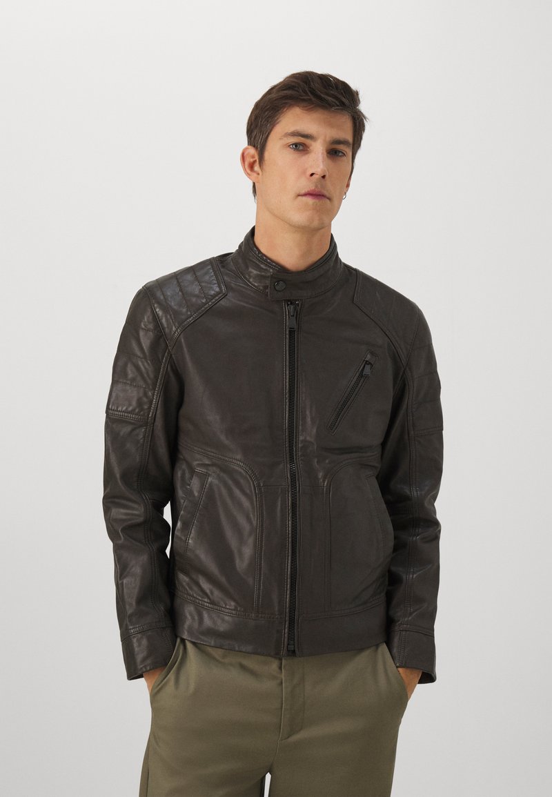 JOOP! Jeans LIMA - Leather jacket - dark green - Zalando.co.uk