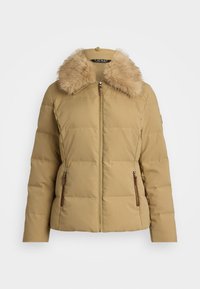 Lauren Ralph Lauren FAUX-FUR-TRIM DOWN COAT - Dunjacka - beige - Zalando.se