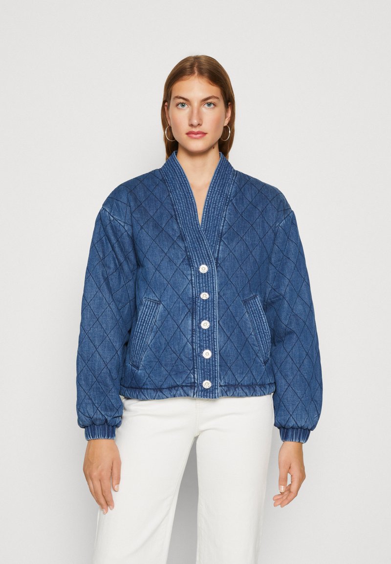 YAS YASDELODA QUILTED JACKET - Bomber Jacket - medium blue denim/blue ...