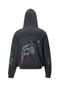 Ed Hardy SKULL-SPLASH - Jersey con capucha - washed black/negro ...