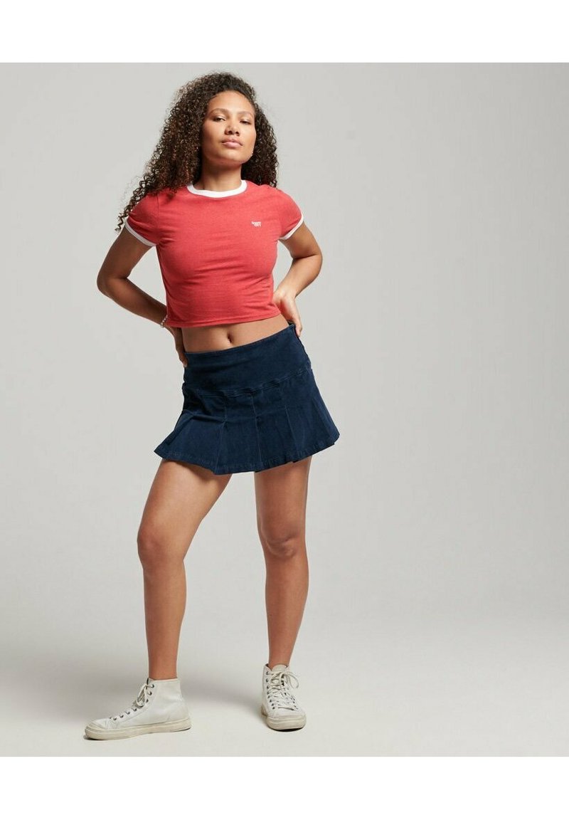 Superdry VINTAGE RINGER CROP - T-Shirt basic - varsity red marl optic ...