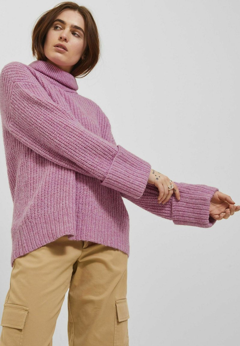 JJXX ROLLKRAGEN ELLINORA - Strickpullover - confetti/pink - Zalando.de