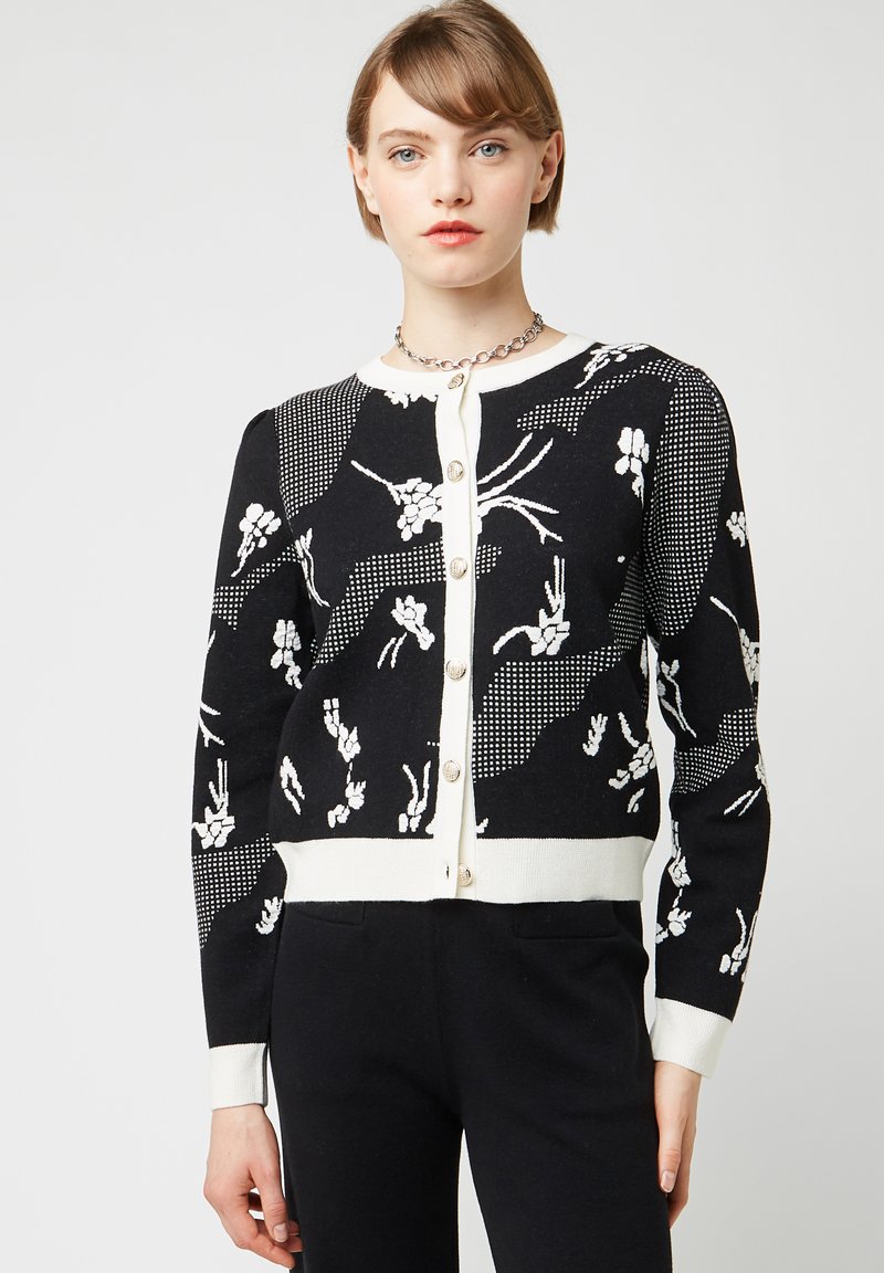 Rodier JACQUARD WITH FLOWER PATTERNS - Strickjacke - noir/schwarz ...