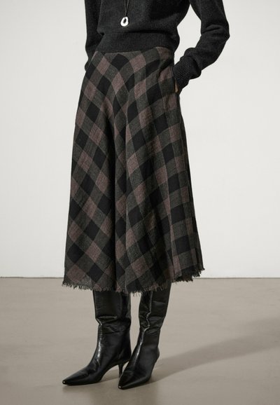 Massimo Dutti Jupe trapèze - khaki/kaki - ZALANDO.BE