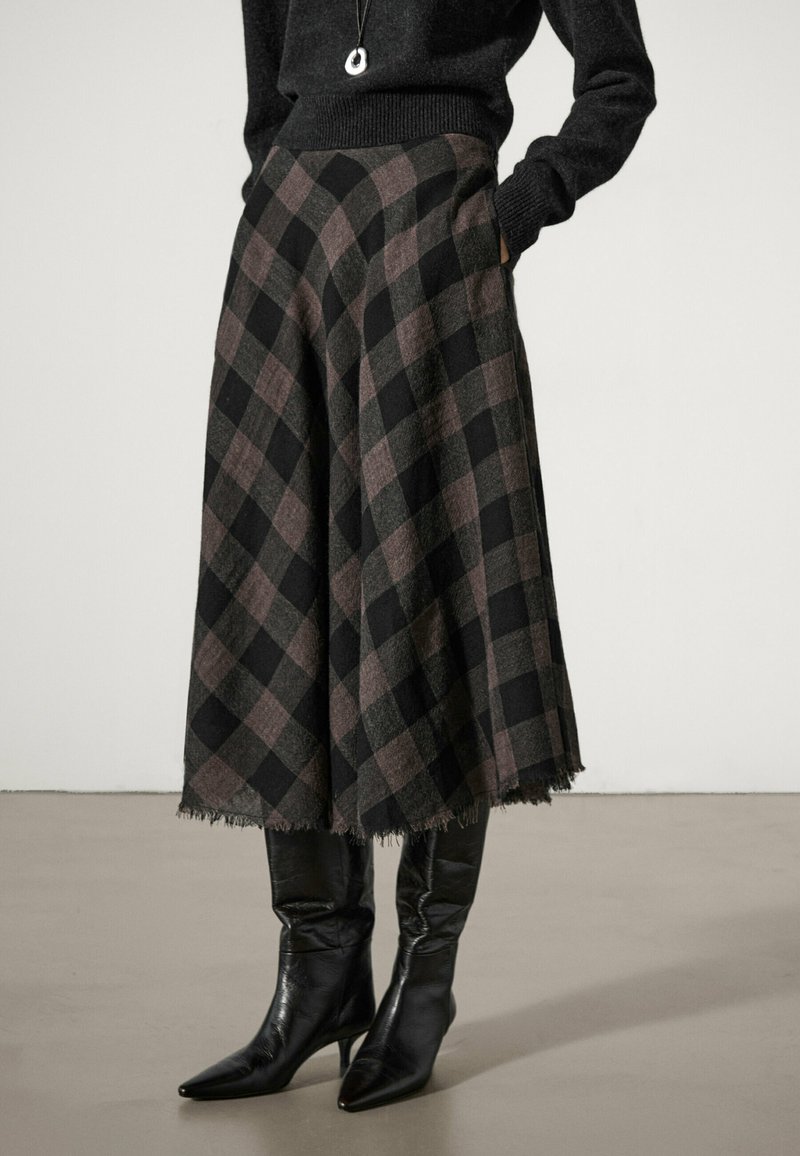 Massimo Dutti CHECK - A-Linien-Rock - black/schwarz - Zalando.de