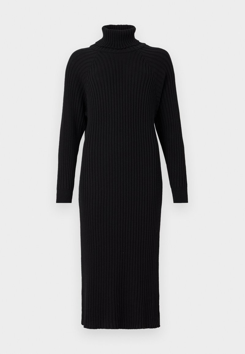 YAS YASMAVI MIDI ROLL NECK DRESS - Gebreide jurk - black/zwart - Zalando.nl