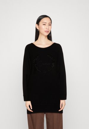 Guess LS RN DIANE TRIANGLE LOGO SWTR - Strickpullover - jet black ...