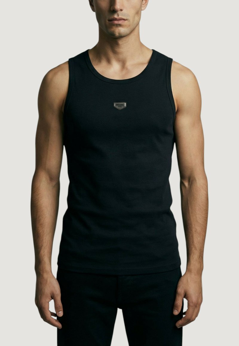 Antony Morato REGULAR FIT WITH PLATE ON FRONT - Top - black - Zalando