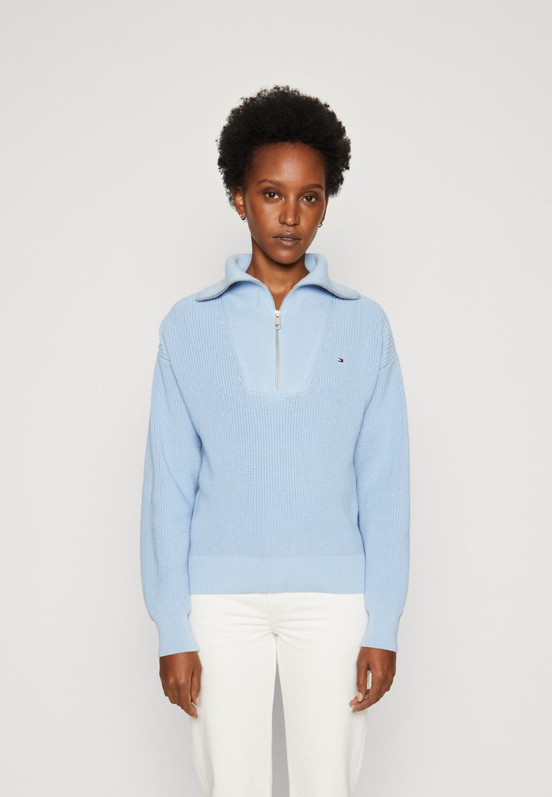 Tommy Hilfiger CO CARDI STITCH 1/2 ZIP - Jumper - well water/light blue ...