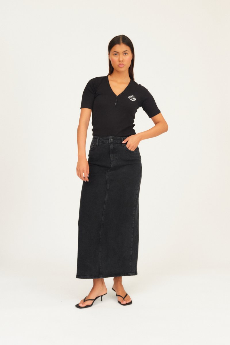 Ivy Copenhagen ZOE WASH FADED - A-Linien-Rock - black/black denim ...