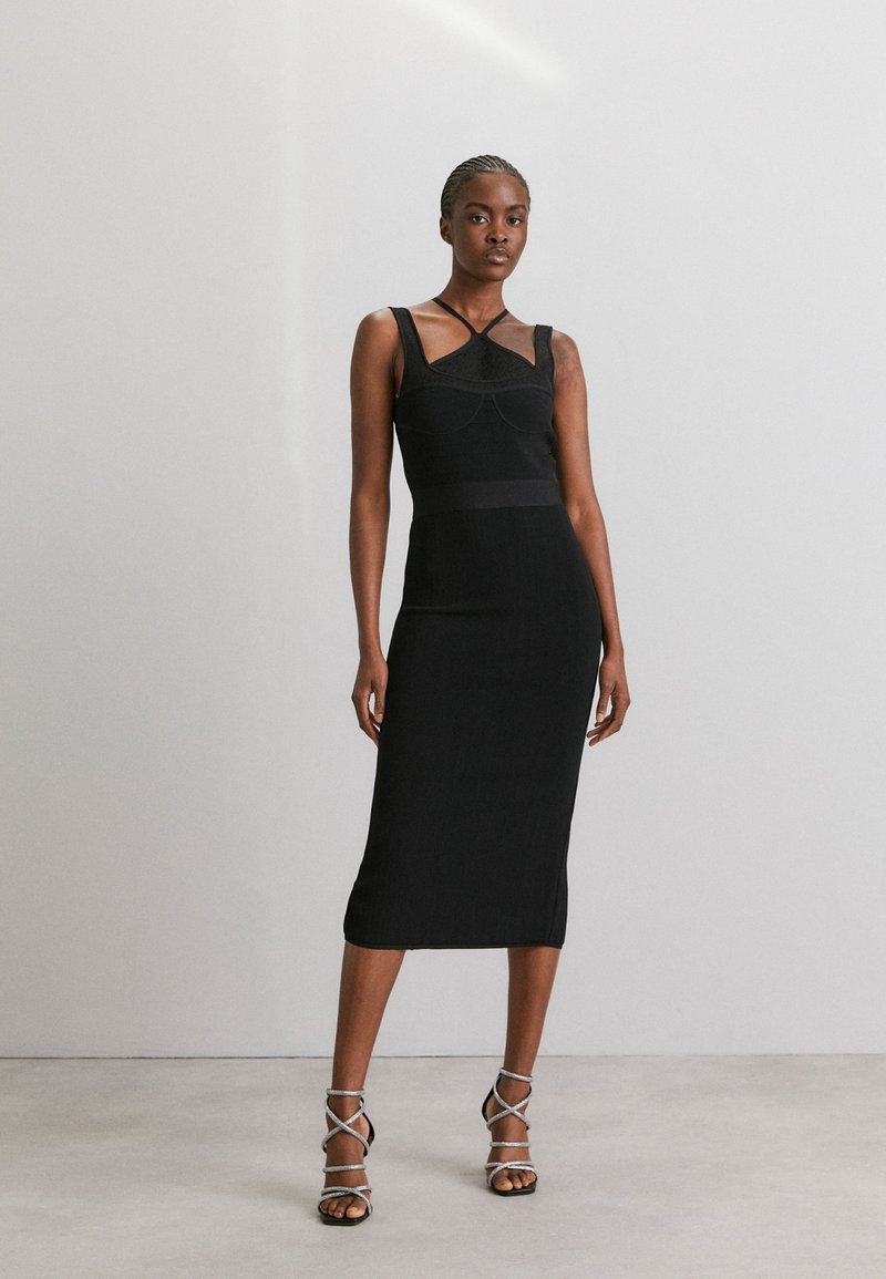 Hervé Léger GATHERED BUSTIER HALTER GOWN - Pletené šaty - black/černá ...