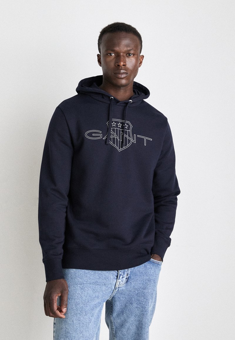 GANT LOGO HOODIE - Hoodie - evening blue/donkerblauw - Zalando.nl