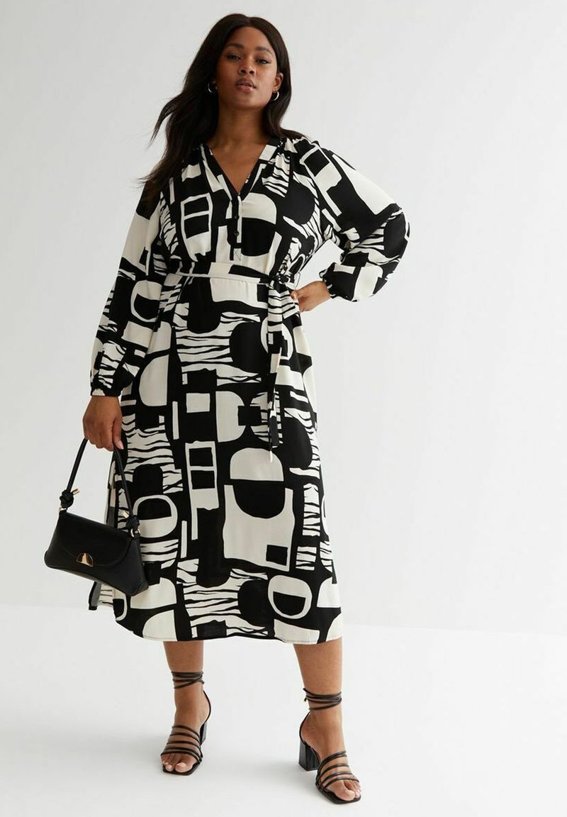New Look Curves CURVES ABSTRACT PUFF SLEEVE MIDI - Freizeitkleid ...