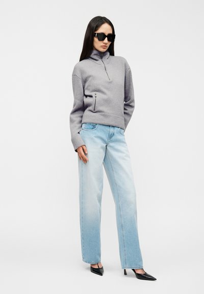 Victoria Beckham HALF ZIP MILANO JUMPER - Trui - grey marl/grijs ...