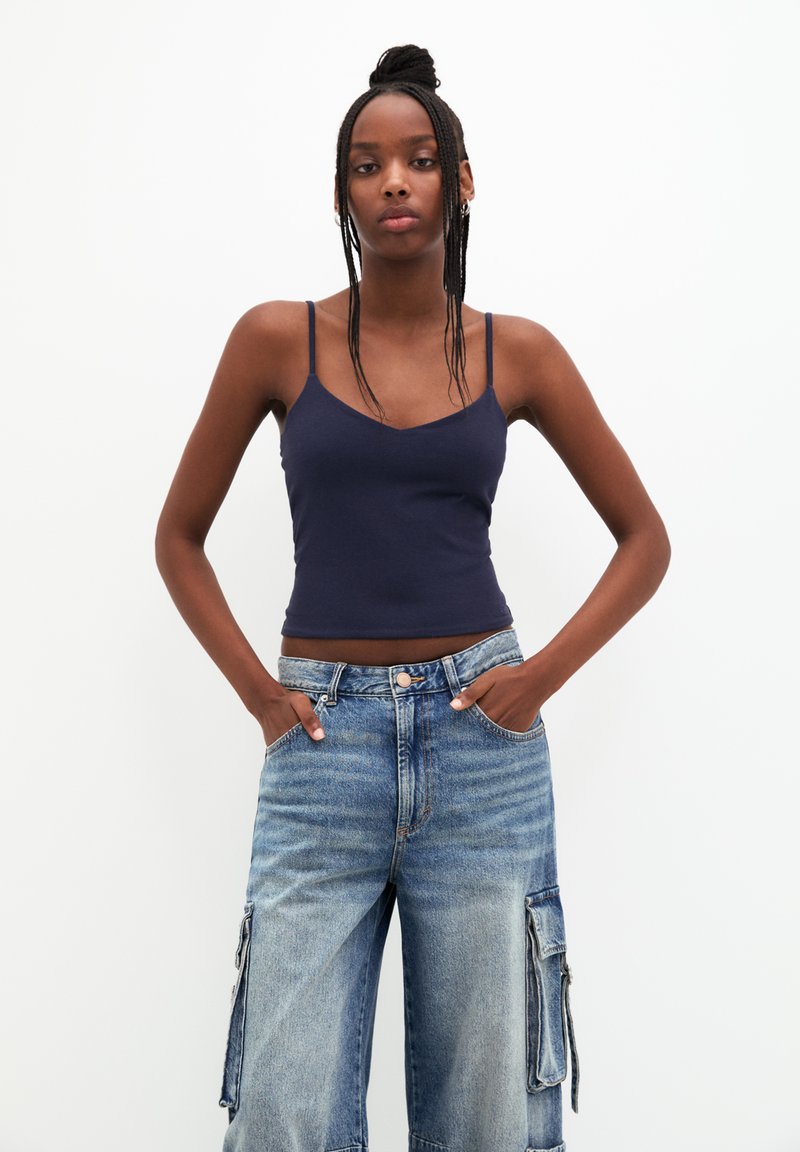 PULL&BEAR STRAPPY - Top - dark blue/donkerblauw - Zalando.nl