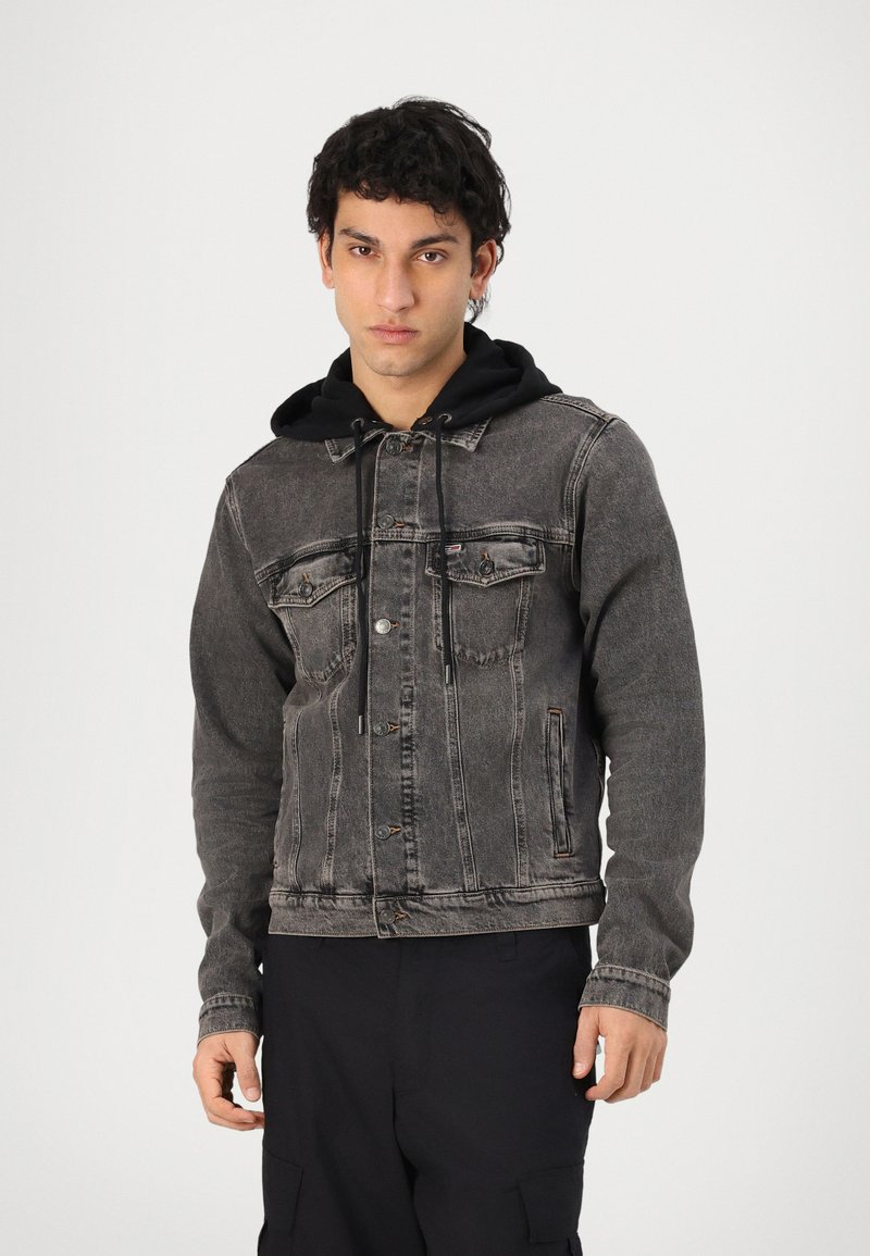 Tommy Jeans HOODED RYAN - Denim jacket - denim black/black denim - Zalando