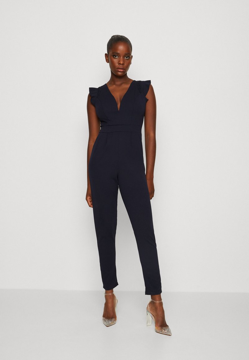WAL G. RUFFLE WITH BACK INSERT - Jumpsuit - navy blue/dark blue ...