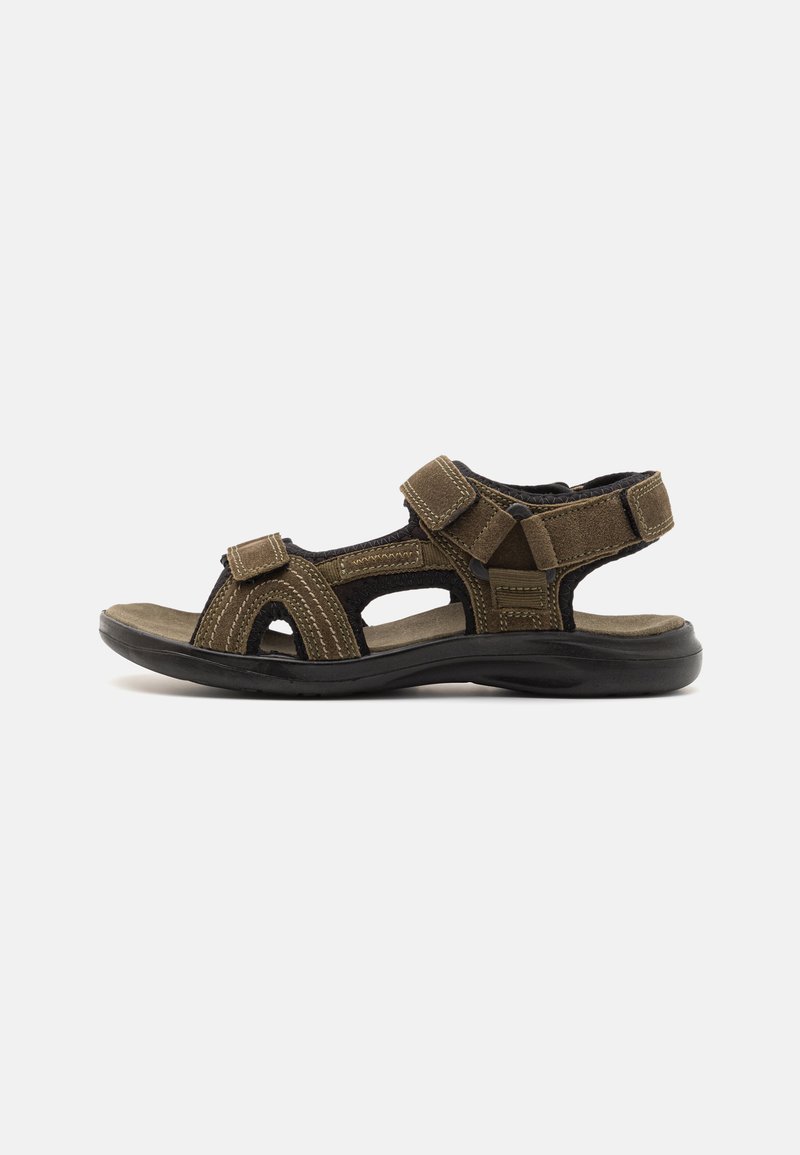 Pier One LEATHER - Walking sandals - olive - Zalando