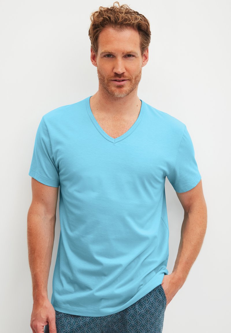 Calida Pyjama top - retro blue/light blue - Zalando