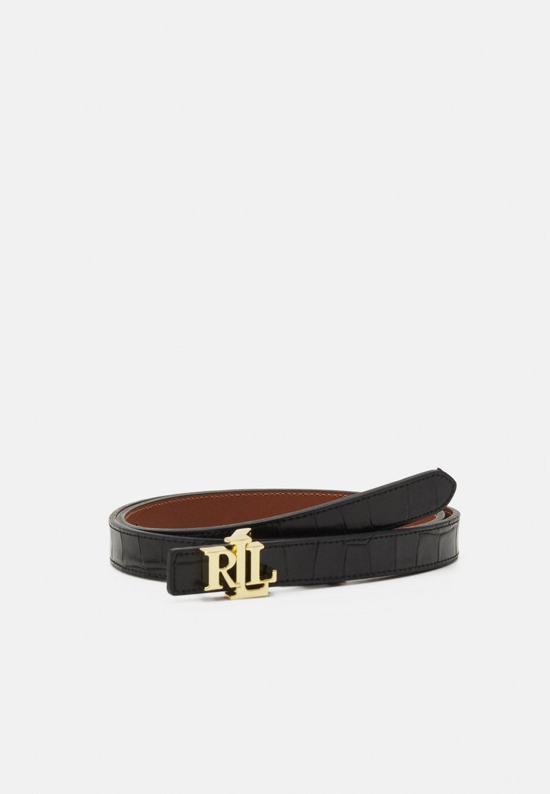 Lauren Ralph Lauren BELT SKINNY - Gürtel - black/tan/schwarz - Zalando.at
