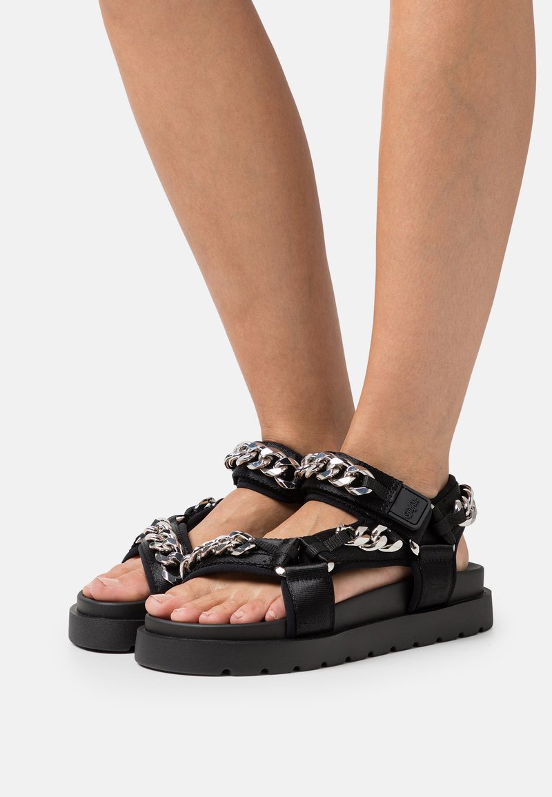 Buffalo EVE TRACK - Plateausandalette - black/silver/schwarz - Zalando.ch
