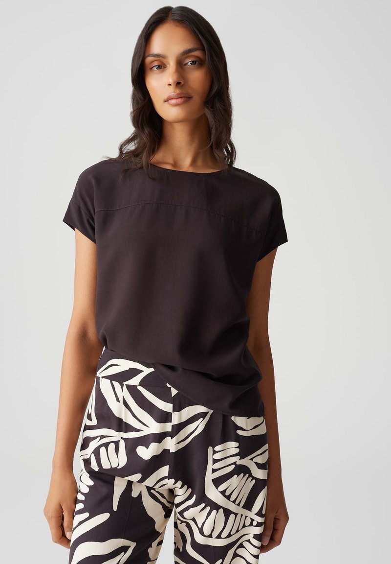 OPUS Basic T-shirt - midnight brown/brown - Zalando