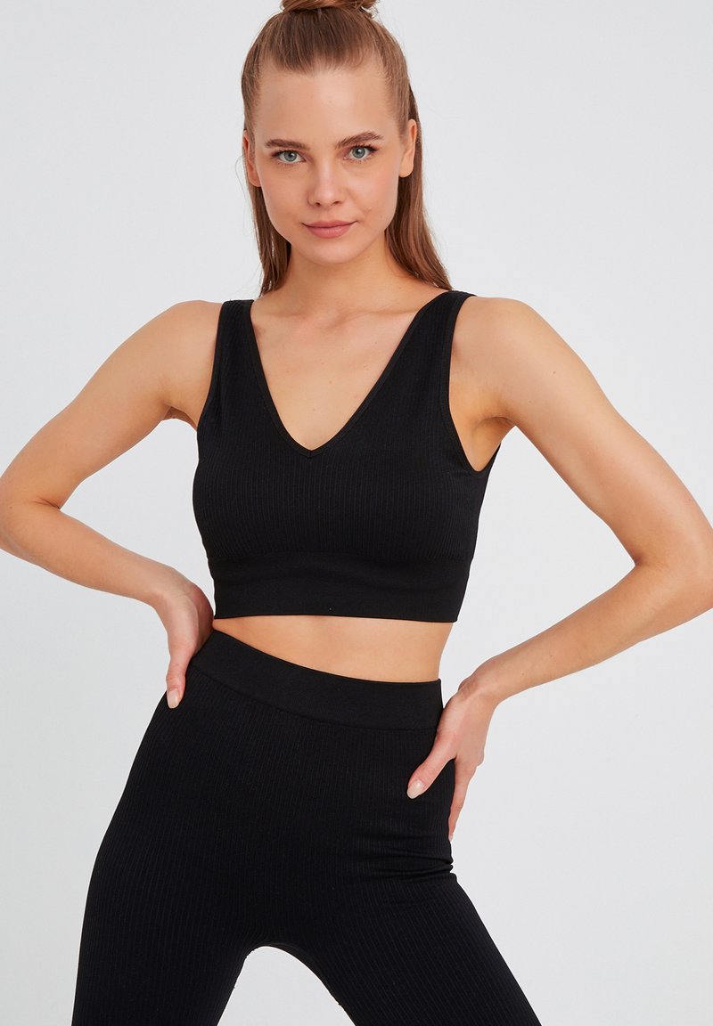 Leif Nelson FITNESS CROP - Bustier - schwarz/zwart - Zalando.be