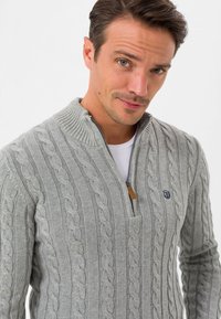 Felix Hardy CABLE HALF-ZIP - Jersey de punto - grey/gris - Zalando.es