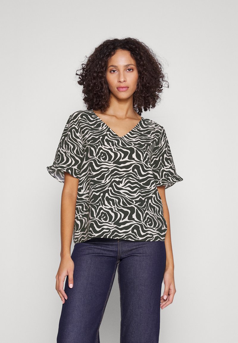 Object Tall OBJSELINE - Blouse - black/sandshell/meerkleurig - Zalando.nl