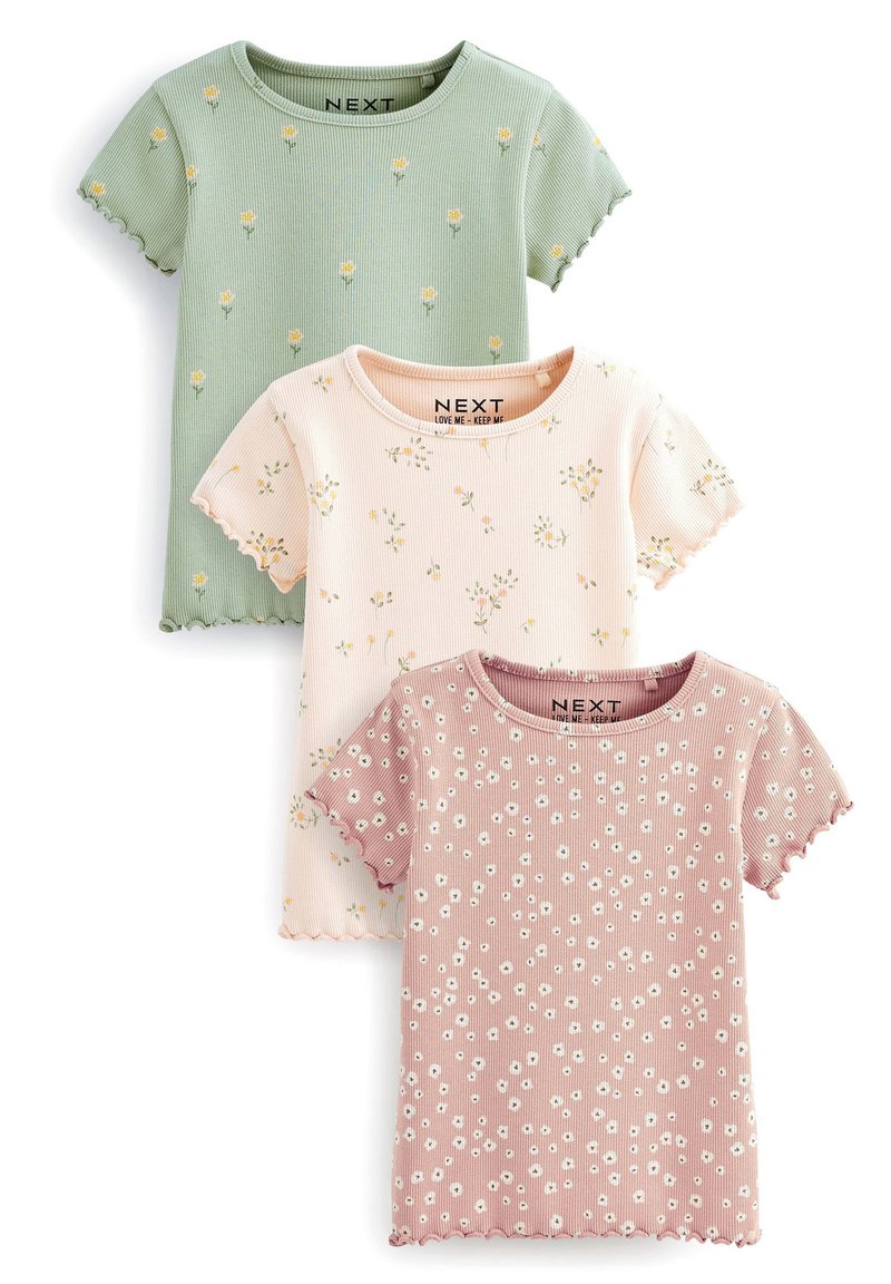 Next RIB T-SHIRTS 3 PACK - T-Shirt print - pink green/beige - Zalando.de