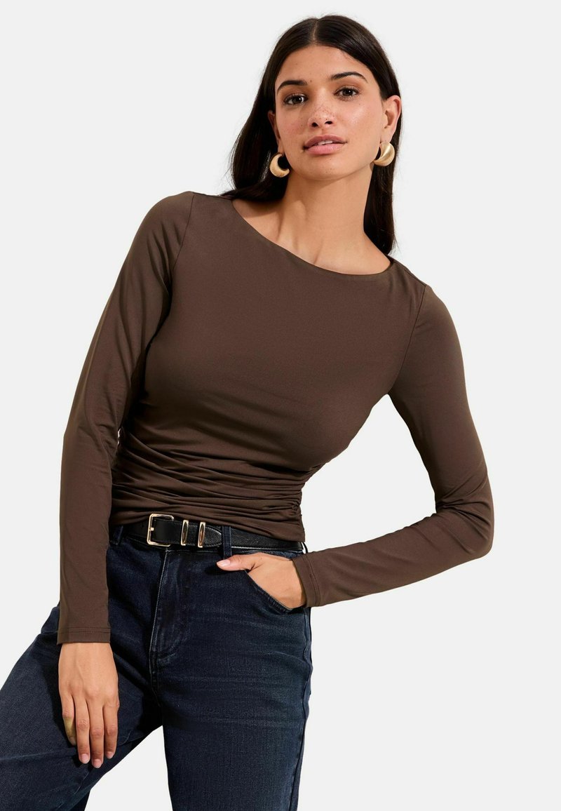Friends Like These DOUBLE LAYER RUCHED - Long sleeved top - mocha brown ...