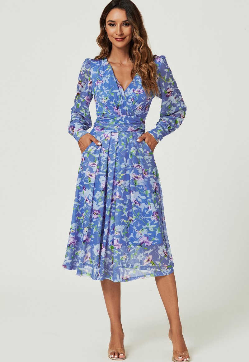 FS Collection FLORAL MIDI - Robe de jour - blue/bleu - ZALANDO.FR