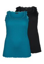 Zizzi 2-PACK WITH TRIM - Top - blue/coral black/blau - Zalando.ch