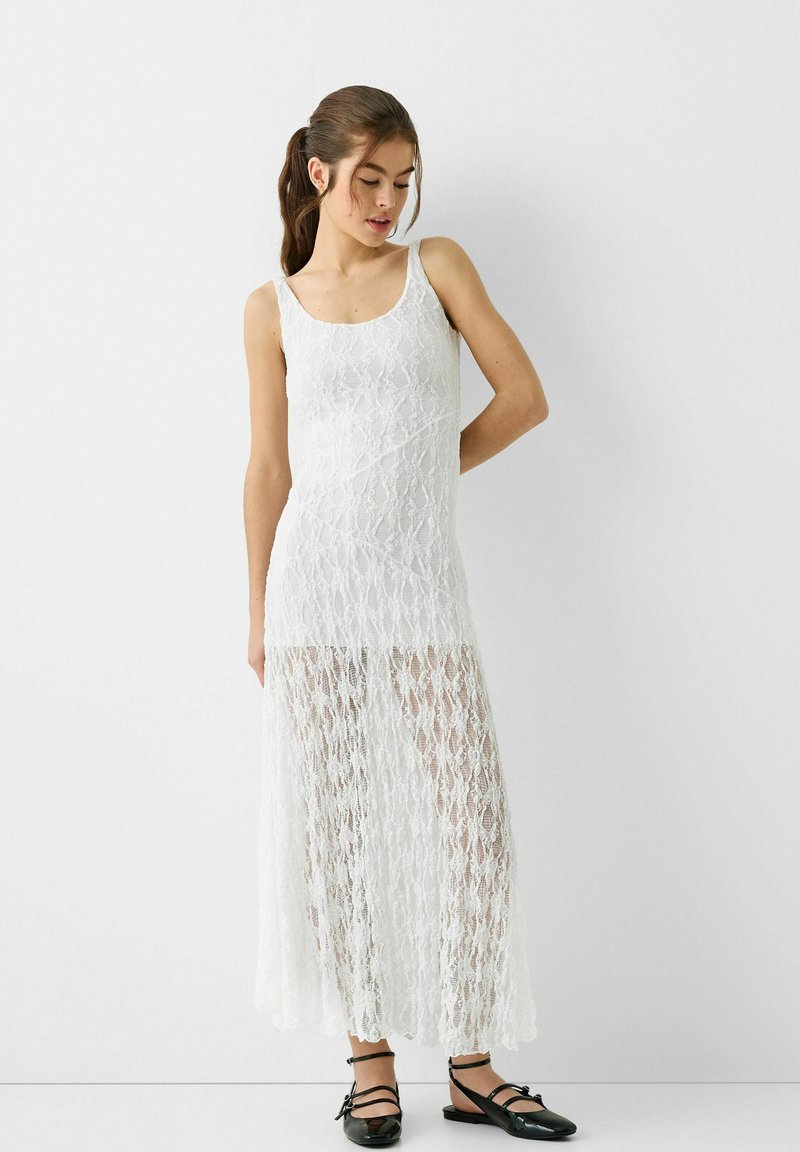 Bershka Strappy Midi Robe Longue White Blanc Zalando Fr