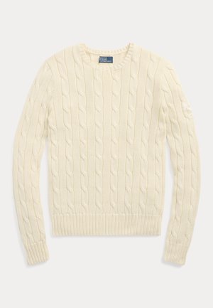 Polo Ralph Lauren CABLE KNIT COTTON V NECK SWEATER - Strickpullover - offwhite - Zalando.at