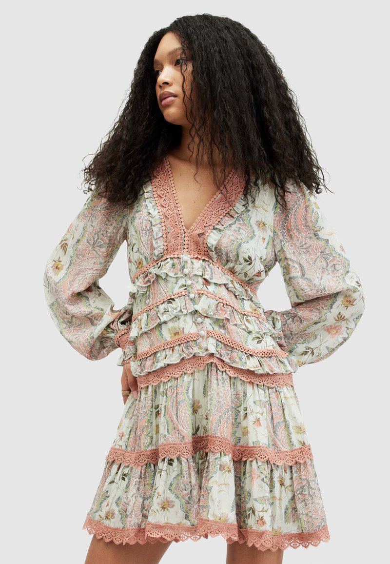 AllSaints ZORA CASCADE - Vestido informal - spring green/verde - Zalando.es